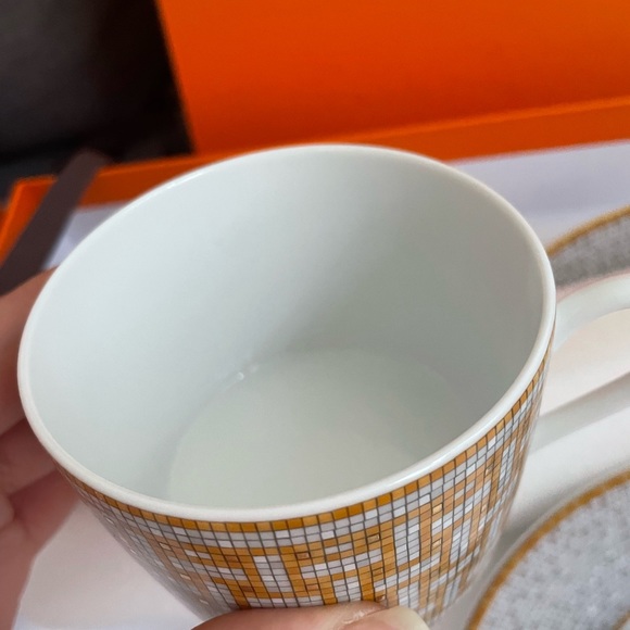 Hermes | Dining | Hermes Mosaique Au 24 Gold Tea Cup And Saucer A Set Of 2 | Poshmark